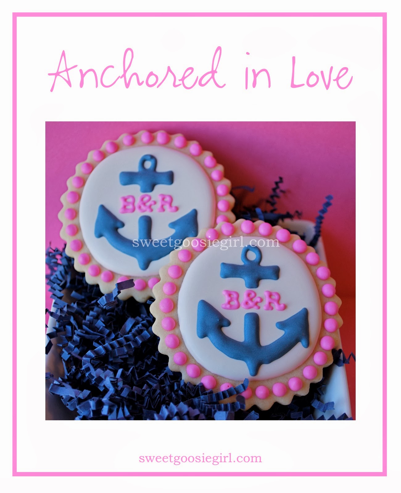 Sweet Goosie Girl: Navy Pink Personalized Anchor Cookies