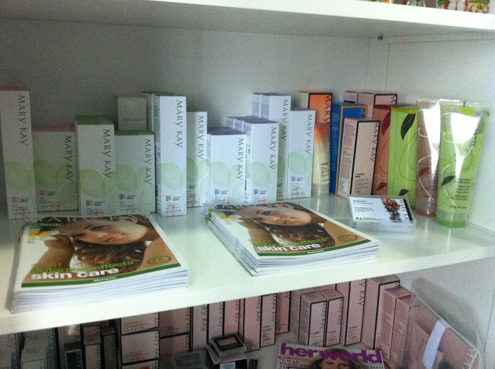 finally, my new Mary Kay display cabinet in white. ^^ - Christina Foo