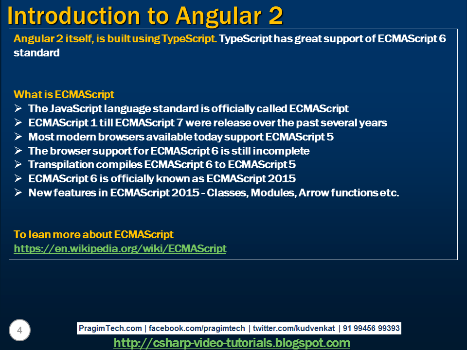 Sql server, .net and c# video tutorial: Introduction to Angular 2
