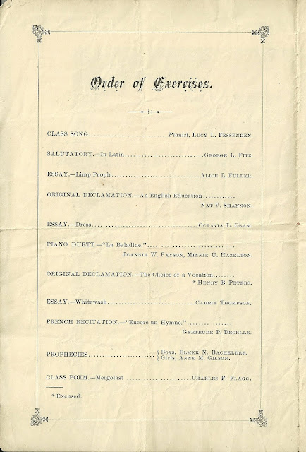 Heirlooms Reunited: 1881 Graduation Program of Portland High School ...