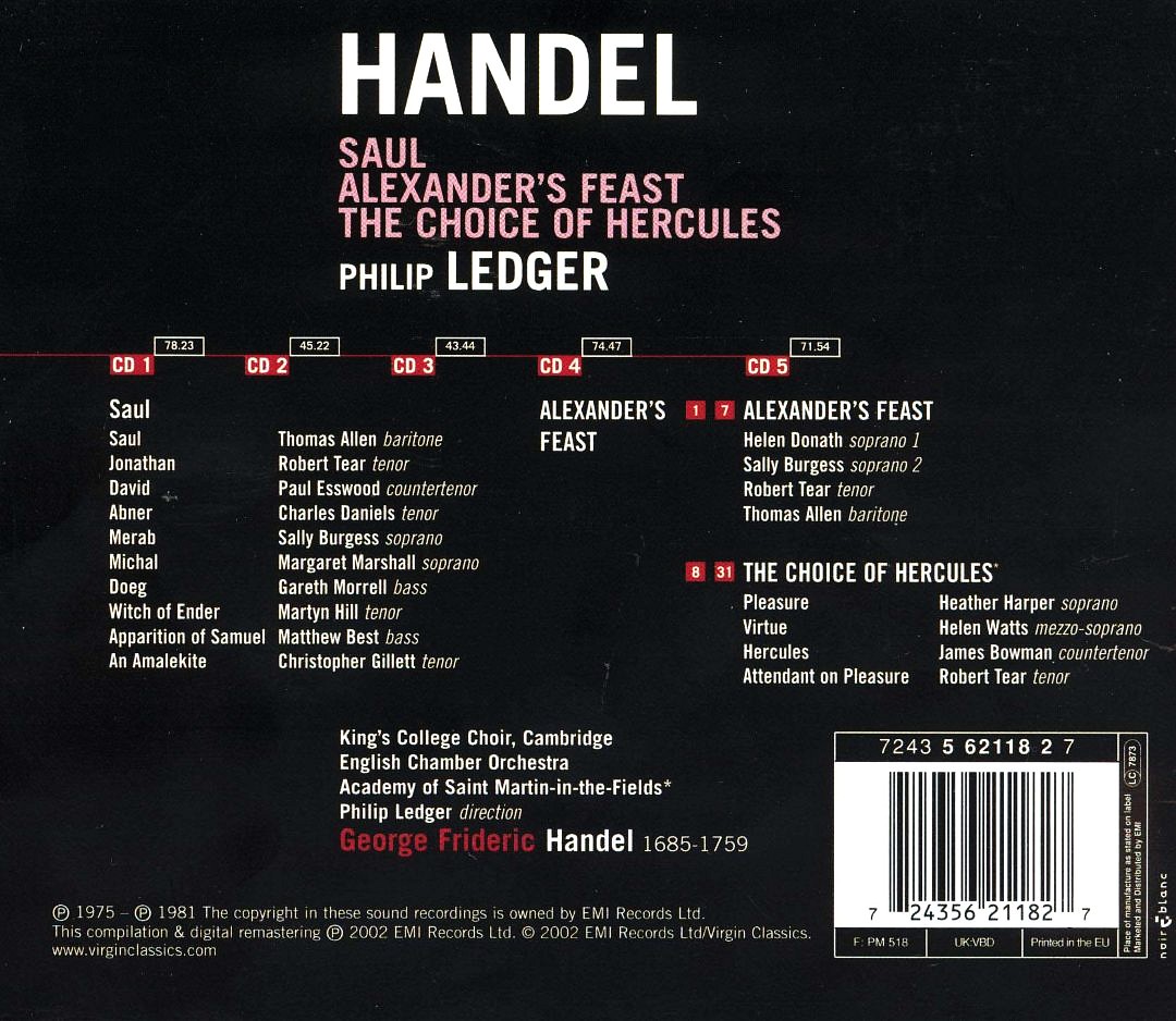 makdelart - classique: Handel - Saul. Alexander's Feast. The Choice of ...