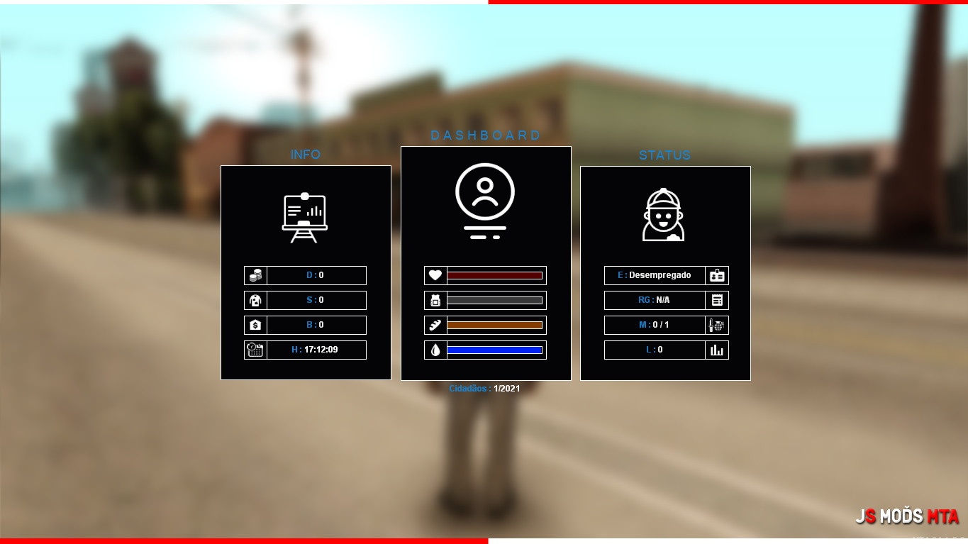 MTA:SA - Dashboard Funcional! + System Fome/Sede Sicronizado - MTA Brasil