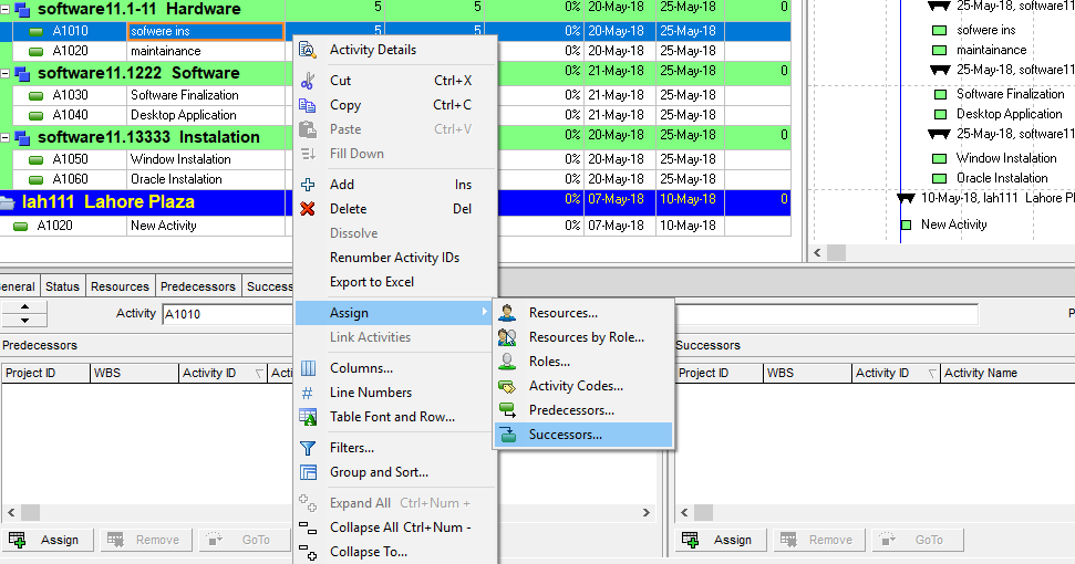 How to Add Successor and Predecessor In Primavera P6 ~ Oracle Primavera P6