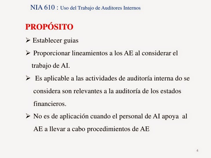 CURSO DE NIAS II AUDITORIA: "NIA 610 UTILIZACION DEL TRABAJO DE LOS ...