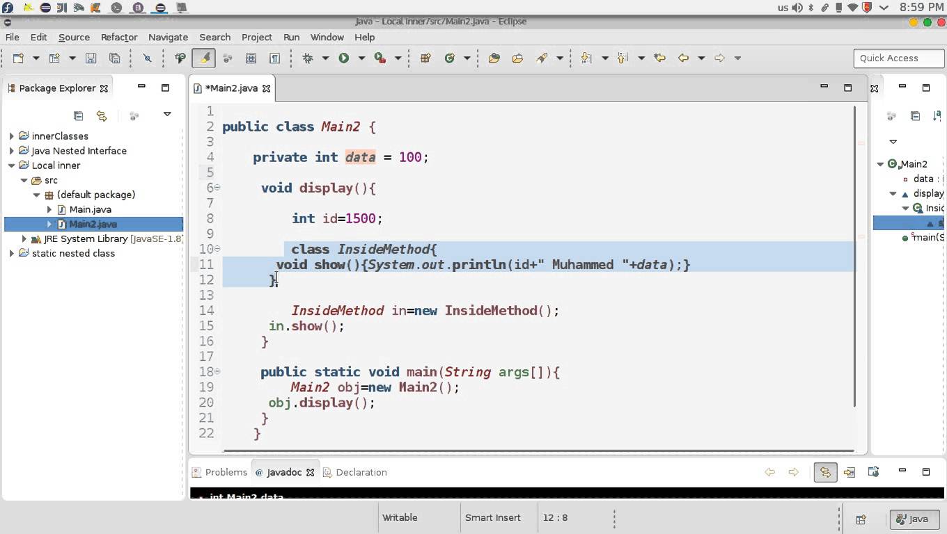 104 Java Advanced Local Innerclass كلاس الداخلي كورسات بالعربي