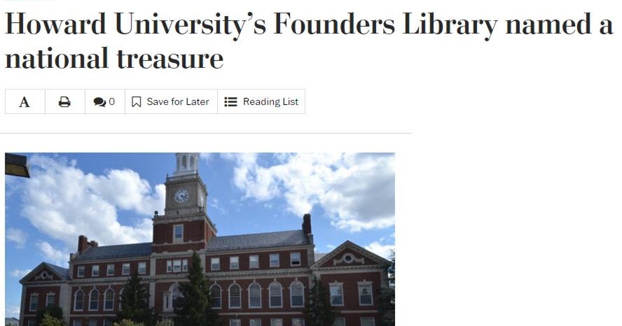 College History Garden: Founders Library at Howard University receives ...