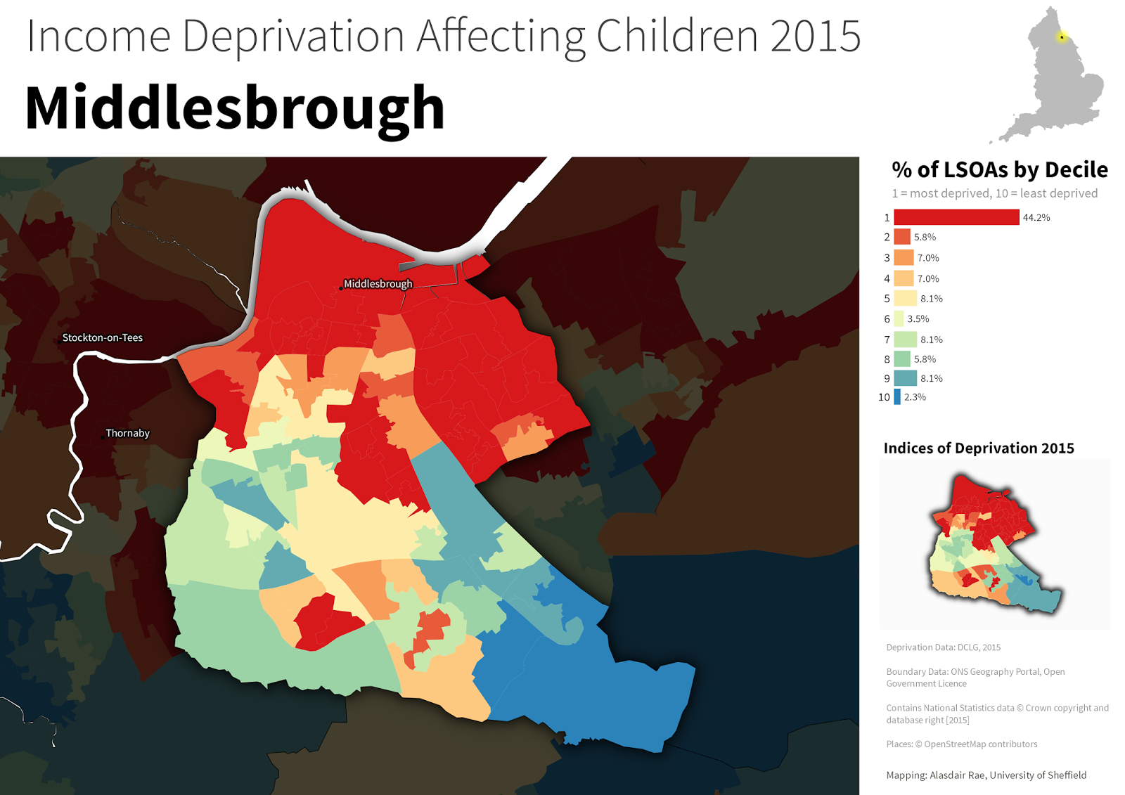 Stats, Maps n Pix: Children living in deprived households in England
