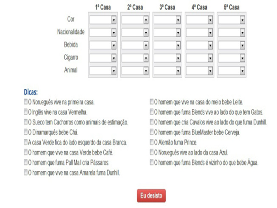 Rosa - Problema de lógica: Teste de QI de Albert Einstein