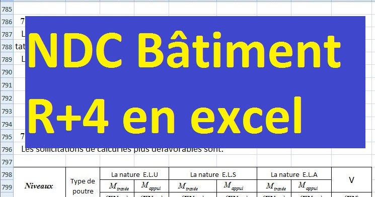 Exemple de note de calcul pour bâtiment R+4 en excel