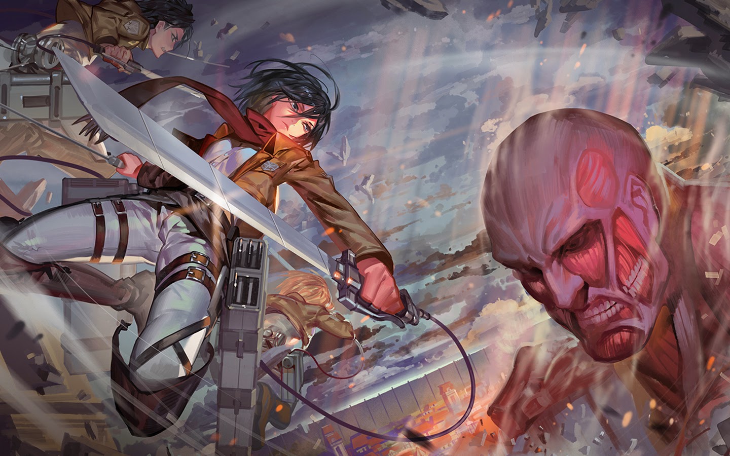 colossal-titan-eren-jaeger-mikasa-ackerman-armin-arlert-hd-wallpaper ...