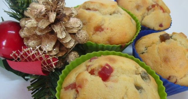 Les plats cuisinés de Esther B: Muffins aux fruits confits et au rhum