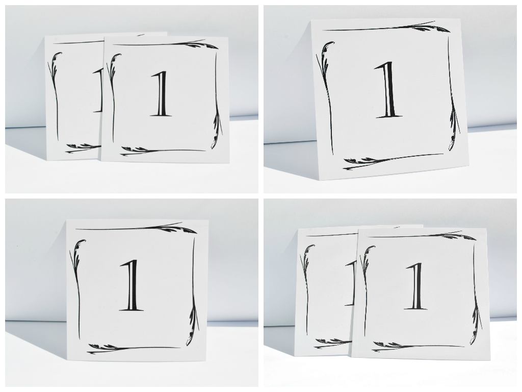 Table numbers - elegant black and white flat square cards, printed ...