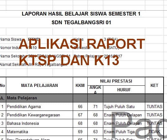 Aplikasi Raport KTSP dan K13 2016 - Buku Ajaran SMA SMK