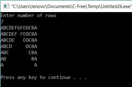 All C Programs: Program 270: Program to print Reverse V Alphabet Pattern