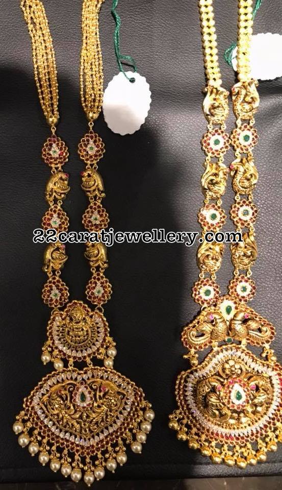 Antique Long Chains with Kundan - Jewellery Designs