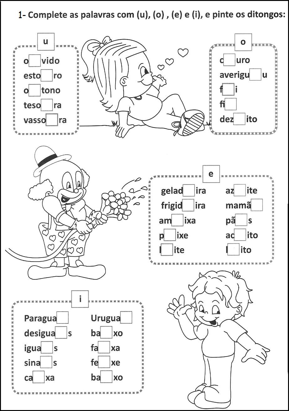 Atividades de ditongo, tritongo e hiato — SÓ ESCOLA
