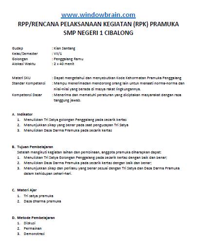 RPP PRAMUKA: Rencana Pelaksanaan Kegiatan (RPK) Pramuka PDF - APPILAJARA