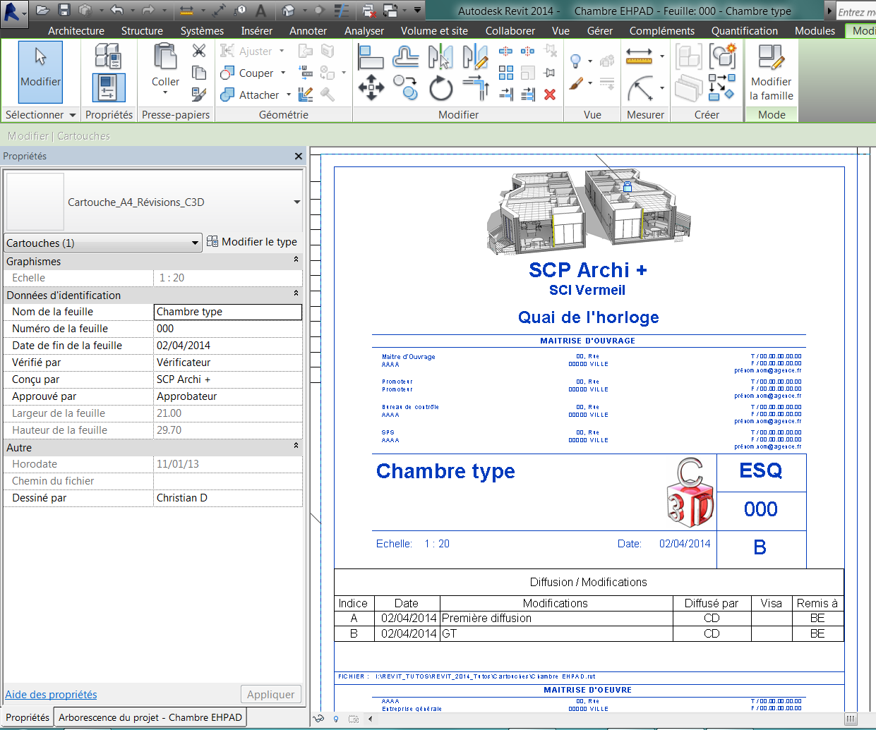 Revit-Mémo: Revit 2014_Cartouche avec révisions
