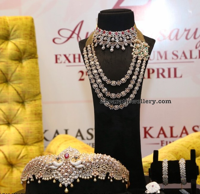 Rich Diamond Long Haar with Choker - Jewellery Designs