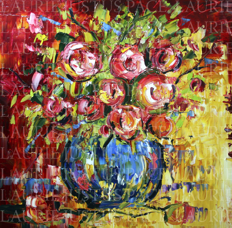 Roses Painting by Texas Artist Laurie Pace