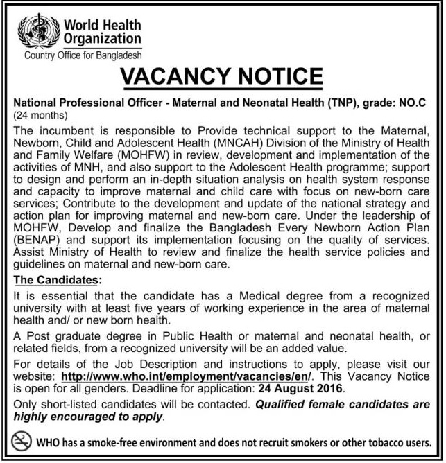 VACANCY NOTICE - Weekly Chakrir Khobor