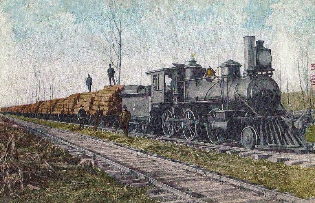 transpress nz: 2-6-0 with a logging train, USA, circa 1910