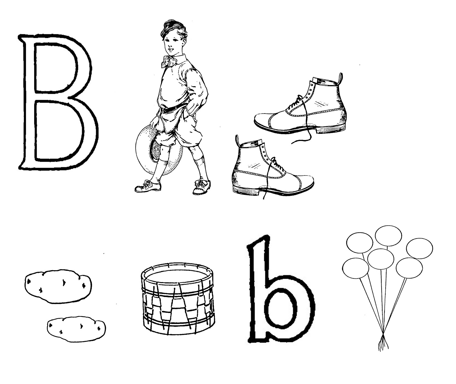 Piešiniai ir darbeliai: Daiktai prasidedantys B - paveiksliukai