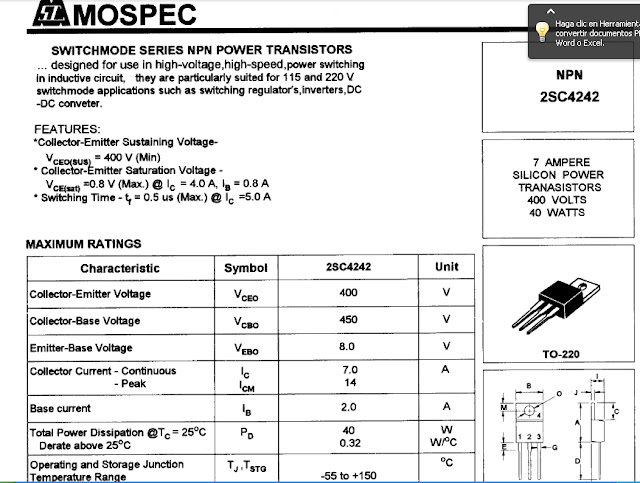 :: GONZALO ELECTRONICA ::: Datasheet de transistores