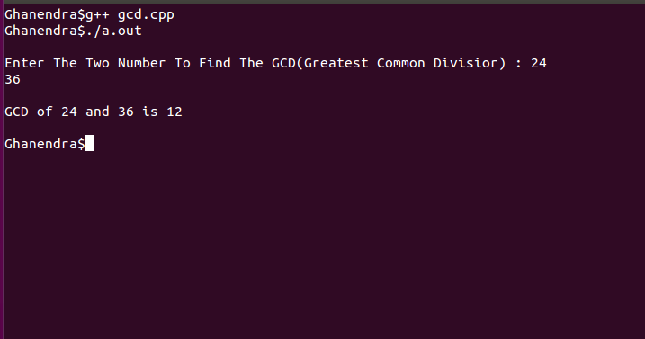 C++ Program To Find GCD Using Functions