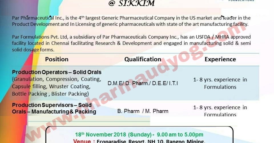 PAR Formulations | Walk-In interview for Production Operators ...