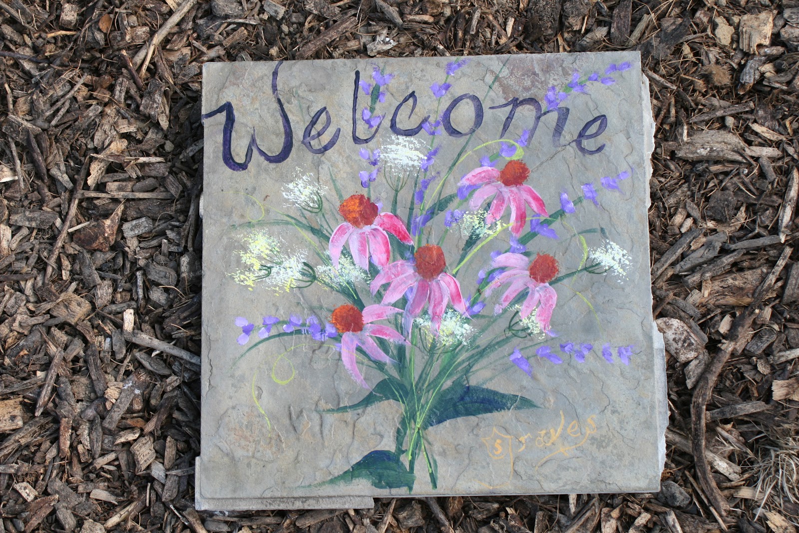 Fine Nature Art by Sharon Graves: Hand painted Garden Stones