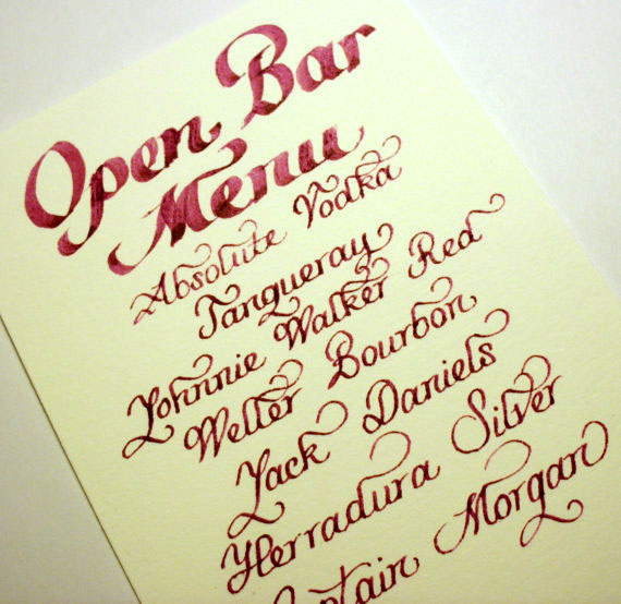 From the Ash Tree Meadow...: Bar Menu Calligraphy