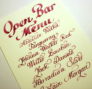 From the Ash Tree Meadow...: Bar Menu Calligraphy