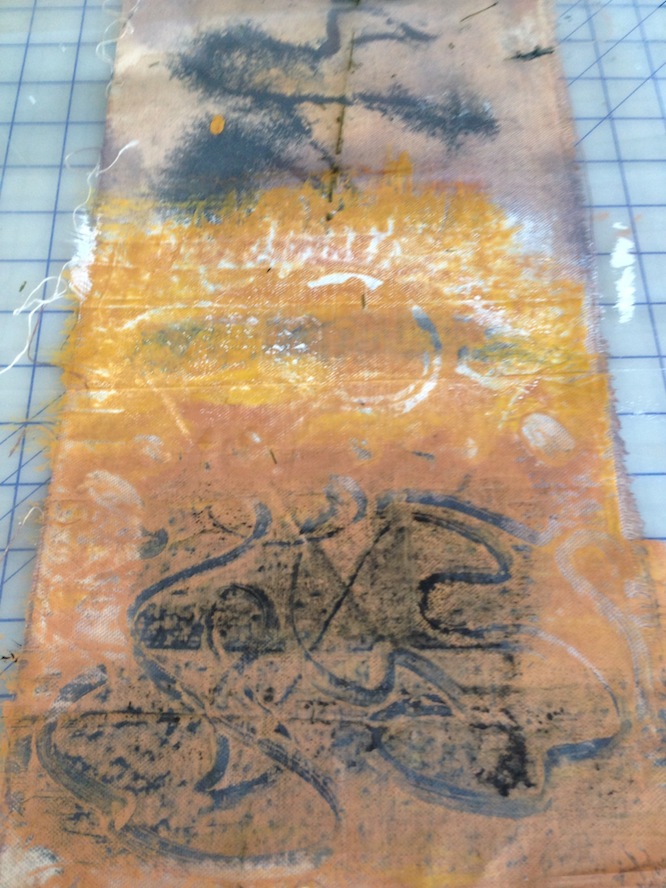 Wen Redmond: Mono-printing over pre-painted surface...