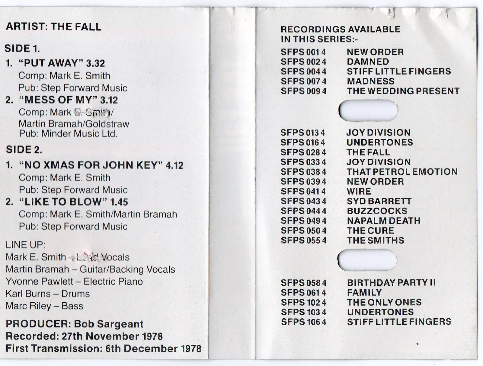 Muzika - Komunika: THE FALL "The Peel Sessions" (1978)