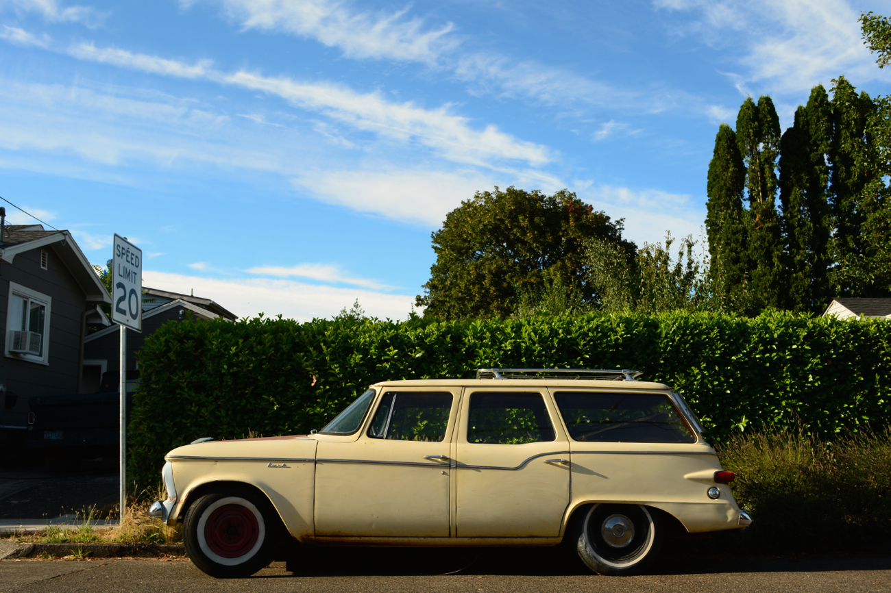 OLD PARKED CARS.: 1960 Studebaker Lark VIII Station Wagon.