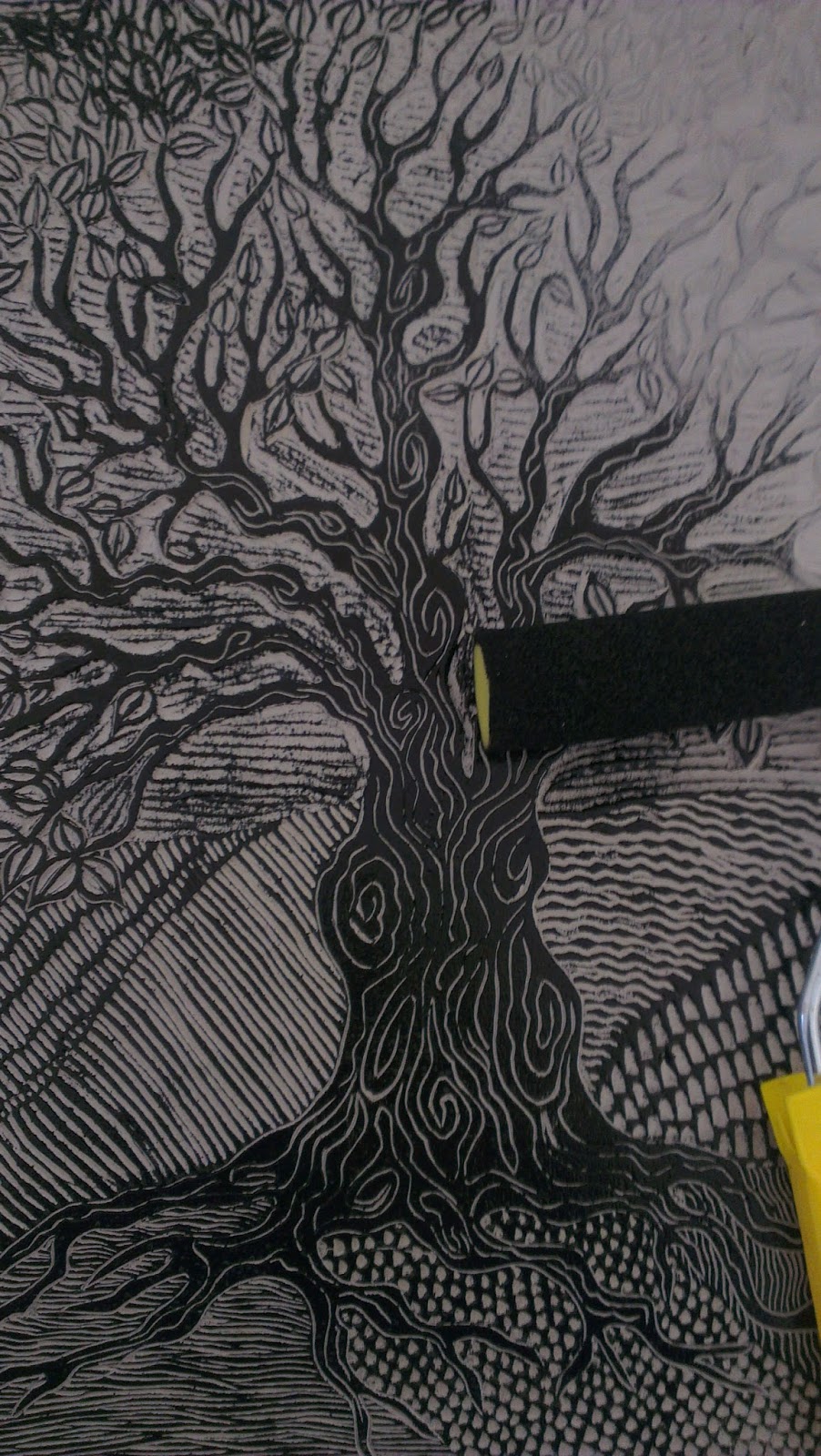 Musings Of A Textile Itinerant Life Tree Linocut musings-of-a-textile-itinerant-life-tree-linocut