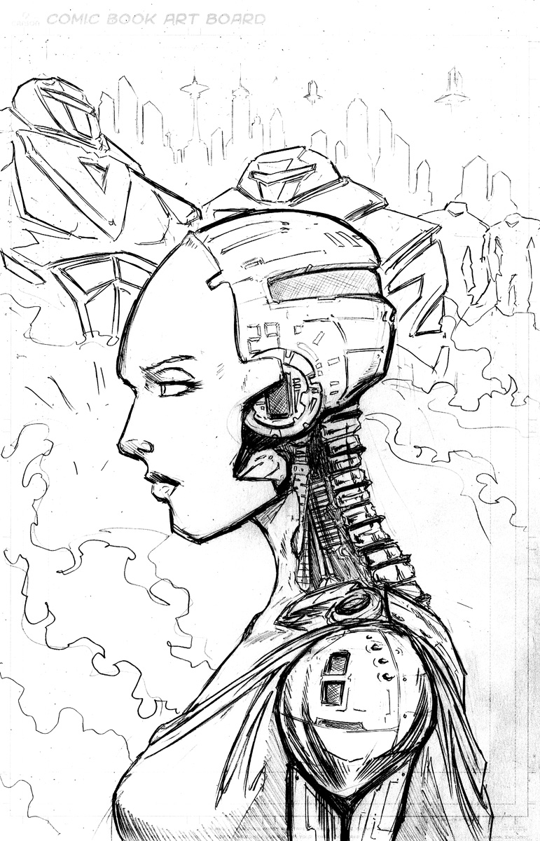 Gett: New Female Cyborg print concepts.