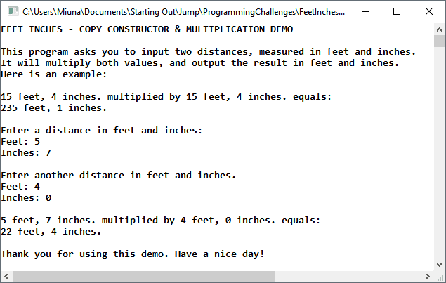 My C++ Playground: Programming Challenge 14.11 - FeetInches Class Copy ...