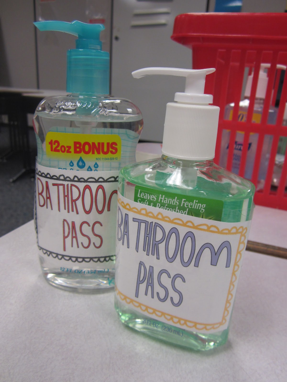 Hand Sanitizer Bathroom Passes - Free Labels