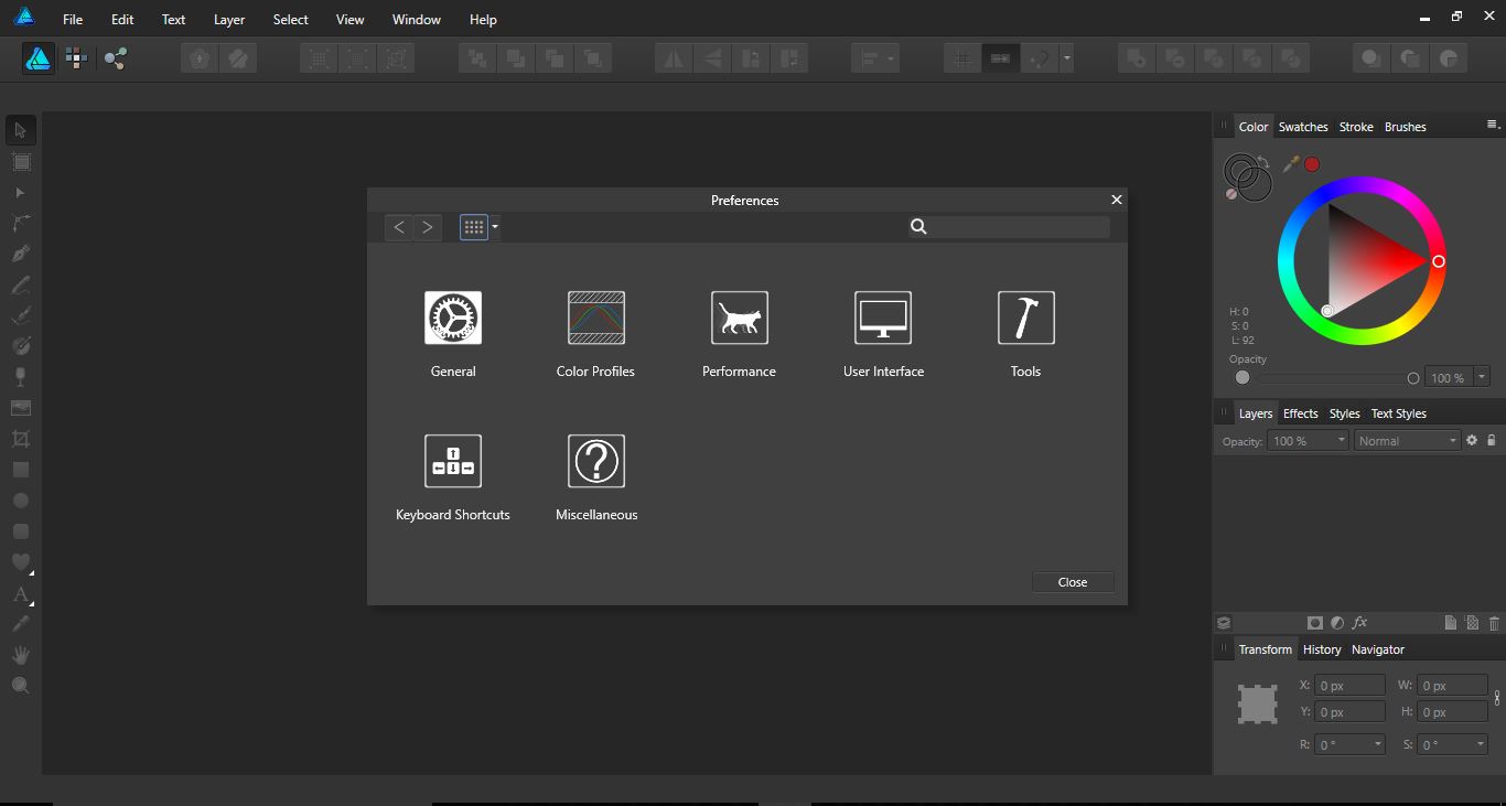 How to access the Preferences panel in Affinity Designer | Design Bundles
