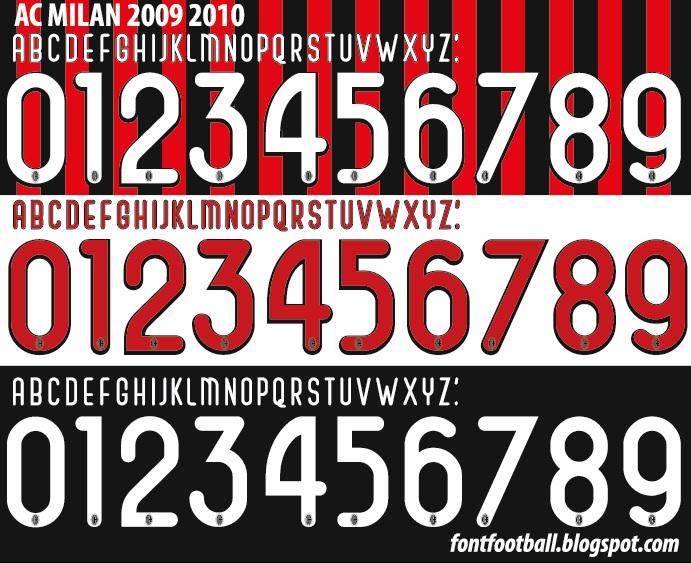 FONT FOOTBALL: Font Vector AC Milan 2009 2010 kit