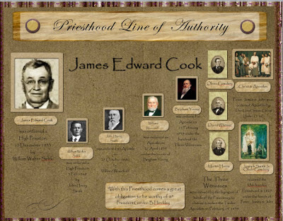 Cook Family History: James Edward Cook - Priesthood Line of Authority