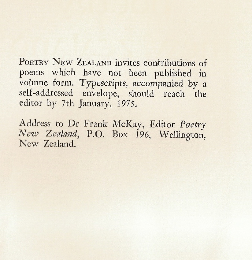 Poetry New Zealand Index: Poetry New Zealand 2 (1974)