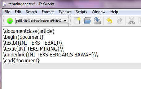 ahmad fadilah: membuat teks tebal dan bergaris bawah