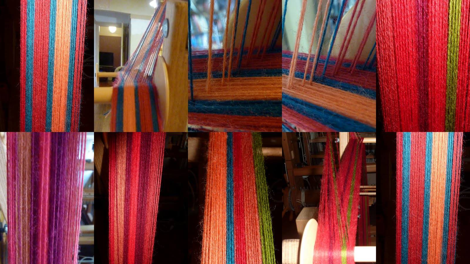 Gangewifre Weaving: Winding a multi-coloured warp
