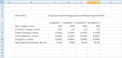 Pipe Segment of Aspen Hysys Through Excel VBA