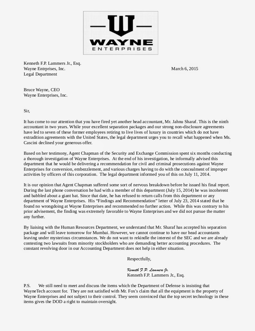 CrimLaw: Meanwhile, At the Wayne Enterprises Legal Department