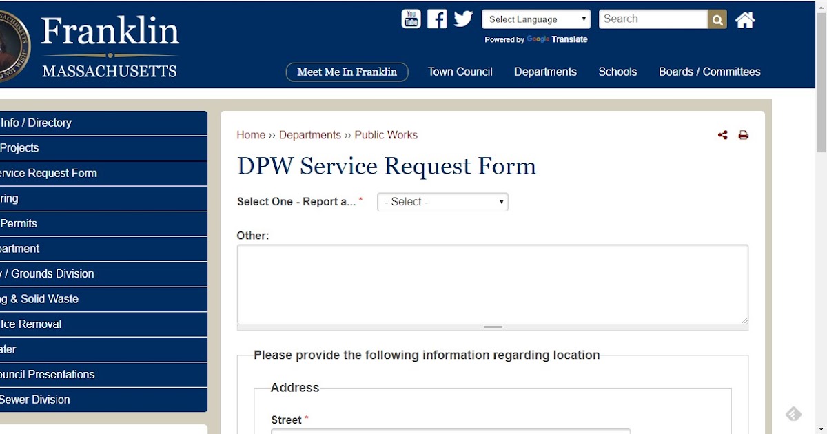 Franklin Matters: Reminder: Report problems via the DPW Work Order form