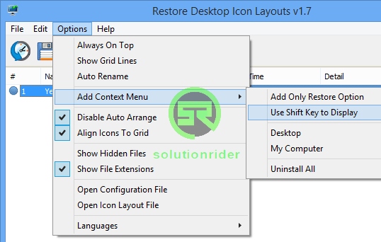 ReIcon - Restore Desktop Icon Layouts - SolutionRider- One Stop ...